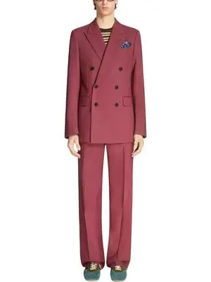 Dries Van Noten Double-breasted Wool Toile Suit - Red