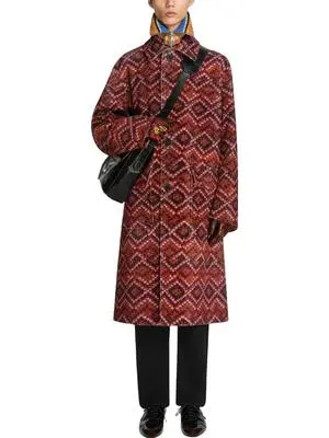 Dries Van Noten Printed Corduroy Mac Coat - Red