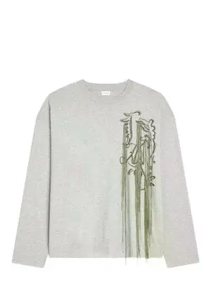 Dries Van Noten Embroidered Cotton T-shirt - Grey