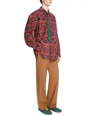 Dries Van Noten Printed Corduroy Shirt - Red