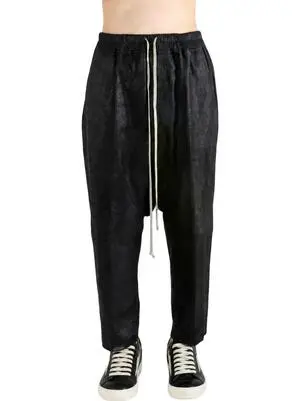 Rick Owens Leather Drawstring Trousers - Black