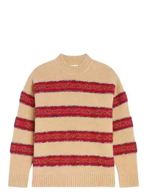 Dries Van Noten Jacquard Striped Wool Blend Sweater - Neutrals