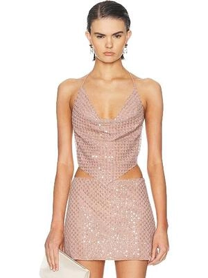 Retrofete Bethely Sequin Top - Truffle