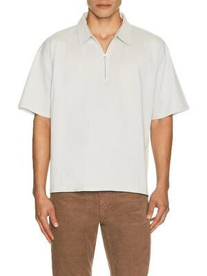 FRAME Half Zip Pique Polo - Pale Blue