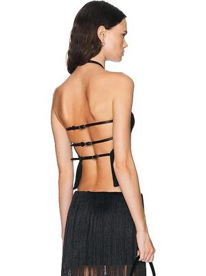 MIMCHIK Triple Belt Halter Top - Black