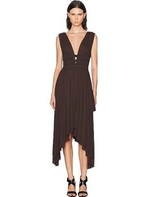 Alaïa V-neck Midi Dress - Chocolat