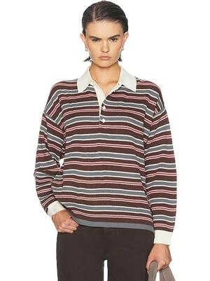 The Upside Wonder Knit Polo Top - Stripe