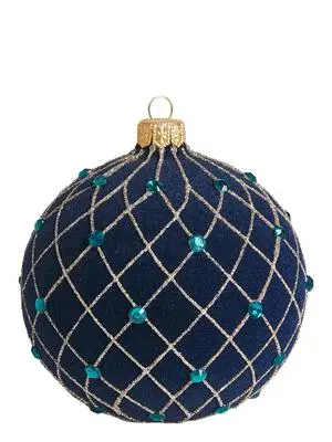 Harrods Glitter Criss-cross Bauble - Navy