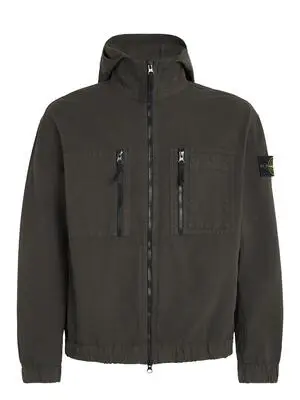 Stone Island Organic Cotton Ripstop Hooded Overshirt - Black