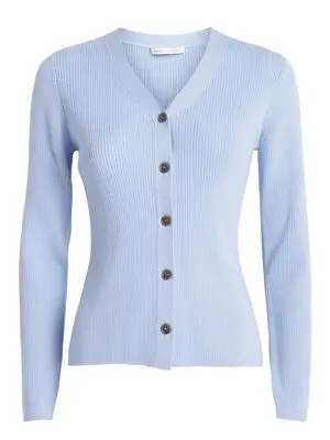 EMILIA WICKSTEAD Merino Wool Button Detail Cardigan - Blue