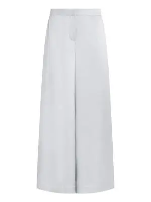 ABADIA Wide Leg Satin Trousers - Blue