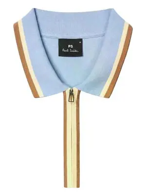 Paul Smith Zip-up Piqué Polo Shirt - Blue