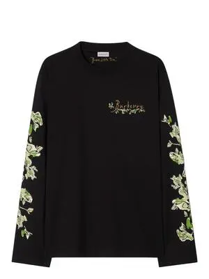 Burberry Long-sleeve Brave Little Tree Cotton T-shirt - Black