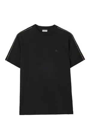 Burberry Check Piping Cotton T-shirt - Black