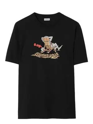 Burberry Beach Knight Cotton T-shirt - Black