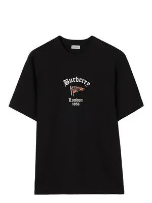Burberry Check Flag Cotton T-shirt - Black