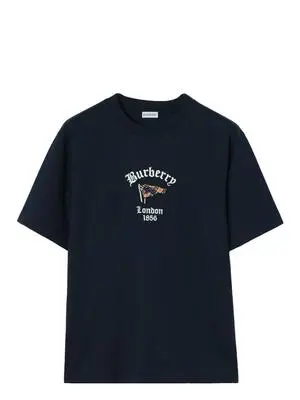 Burberry Check Flag Cotton T-shirt Navy