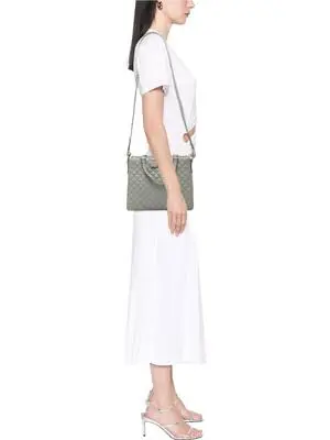 FERRAGAMO Quilted Leather Vara Bow Tracy Satchel - Grey