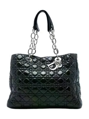Dior Large Patent Cannage Lady Shopping Tote Bag - Blue