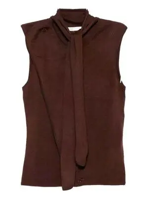 LEMAIRE Sleeveless Top With Ruffled Detailing - Brown