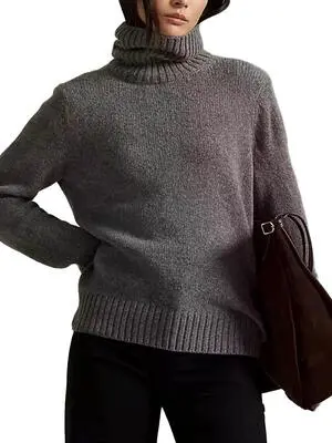 Polo Ralph Lauren Ribbed Trim Roll Neck Sweater - Grey
