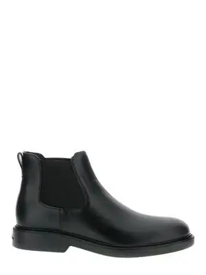 Hogan Elasticated-panel Leather Ankle Boots - Black