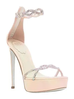 Rene Caovilla Braided Crystal Embellished Stiletto Sandals - Neutrals