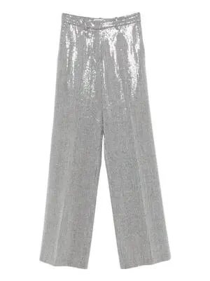 ERMANNO FIRENZE Sequin-embellished Houndstooth Trousers - Grey