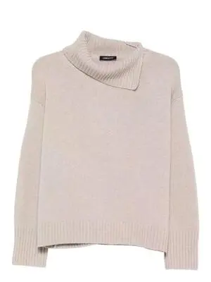 ANNE CLAIRE Asymmetric Roll-neck Sweater - Neutrals
