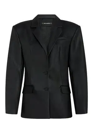 KARL LAGERFELD Karl Lagerfeld Faux-Leather Notched Lapel Blazer