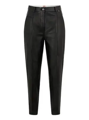 BOSS BOSS Black Calf Leather Seam Detail Trousers