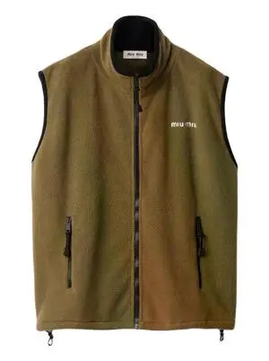 Miu Miu Fleece Zip Vest - Green