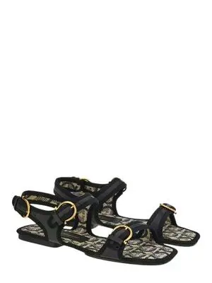 FERRAGAMO Gancini Buckle Flat Sandals - Neutrals