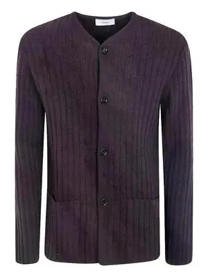 LARDINI Ribbed-knit Button-up Cardigan - Brown