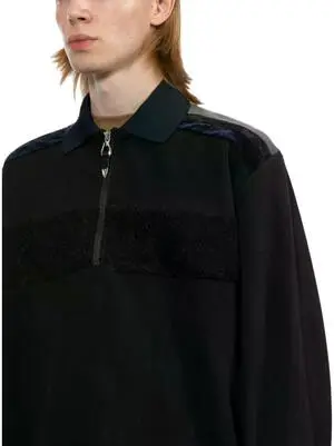 Toga Quarter-zip Panelled Sweater - Black
