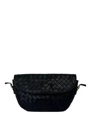 Bottega Veneta Intrecciato Leather Crossbody Bag - Black