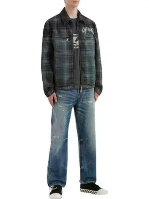 Off-White Distressed Whiskered Straight-leg Jeans - Blue