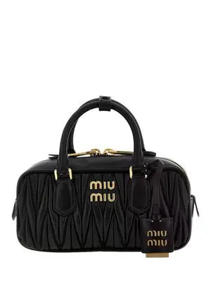 Miu Miu Arcadie Matelassé Nappa Leather Bag - Black