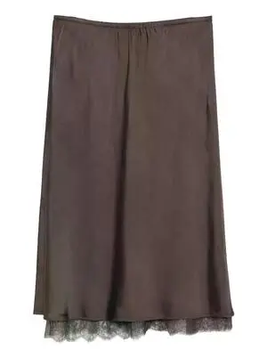Vince Lace-trim Midi Skirt - Brown