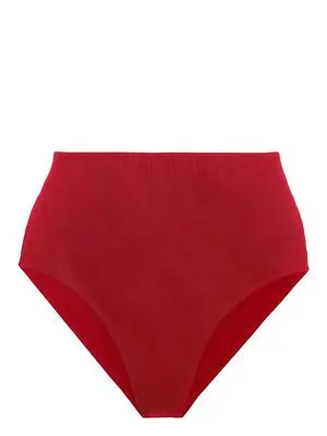 FERRAGAMO High-waisted Ribbed Knit Shorts - Red
