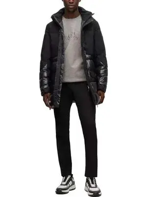 BOSS Hooded Panelled Down Jacket - Black