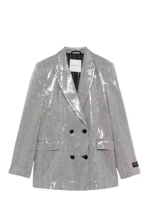 ERMANNO FIRENZE Sequin-embellished Double-breasted Blazer - Grey