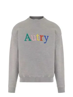 AUTRY Sweatshirt With Multicolor Logo Embroidery - Grey