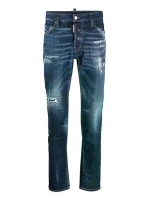 Dsquared2 Distressed Slim-fit Denim Jeans - Blue