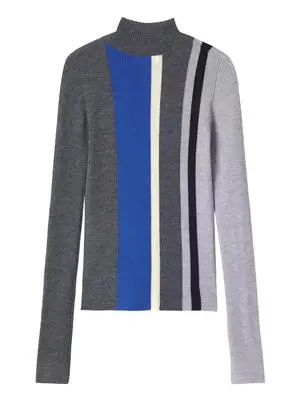 ENFOLD Ribbed-knit Panelled Sweater - Grey