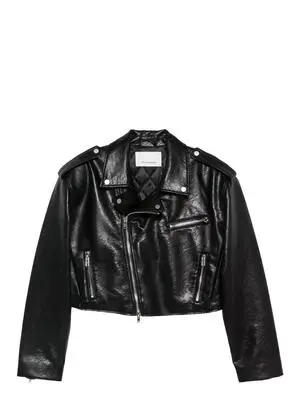 THE FRANKIE SHOP Daphne Cropped Biker Jacket - Black