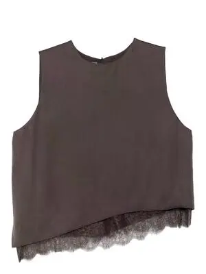 Vince Lace-trim Sleeveless Blouse - Brown