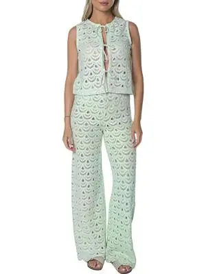 MC2 SAINT BARTH Velma Crochet-knit Sequin-embellished Top - Green