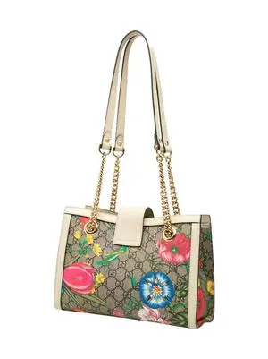 Gucci Small Gg Supreme Flora Padlock Tote Bag - Neutrals