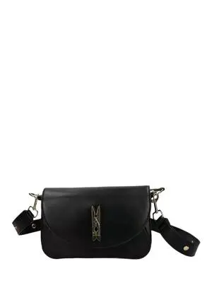 Moschino Clothespin Plaque Shoulder Bag - Black